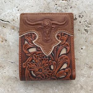 Bags | Leather Longhorn Tooling Western Wallet Men | Poshmark